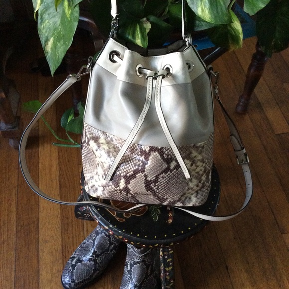 Michael Kors | Bags | Michael Kors Leather Python Bucket Bag | Poshmark